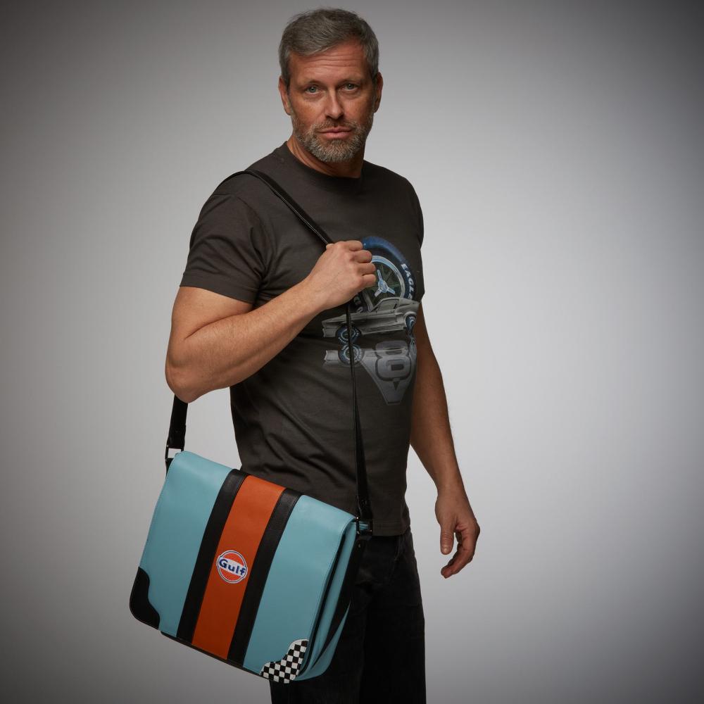 Gulf Leather Silverstone Messenger Bag in Gulf Blue | GrandPrix ...